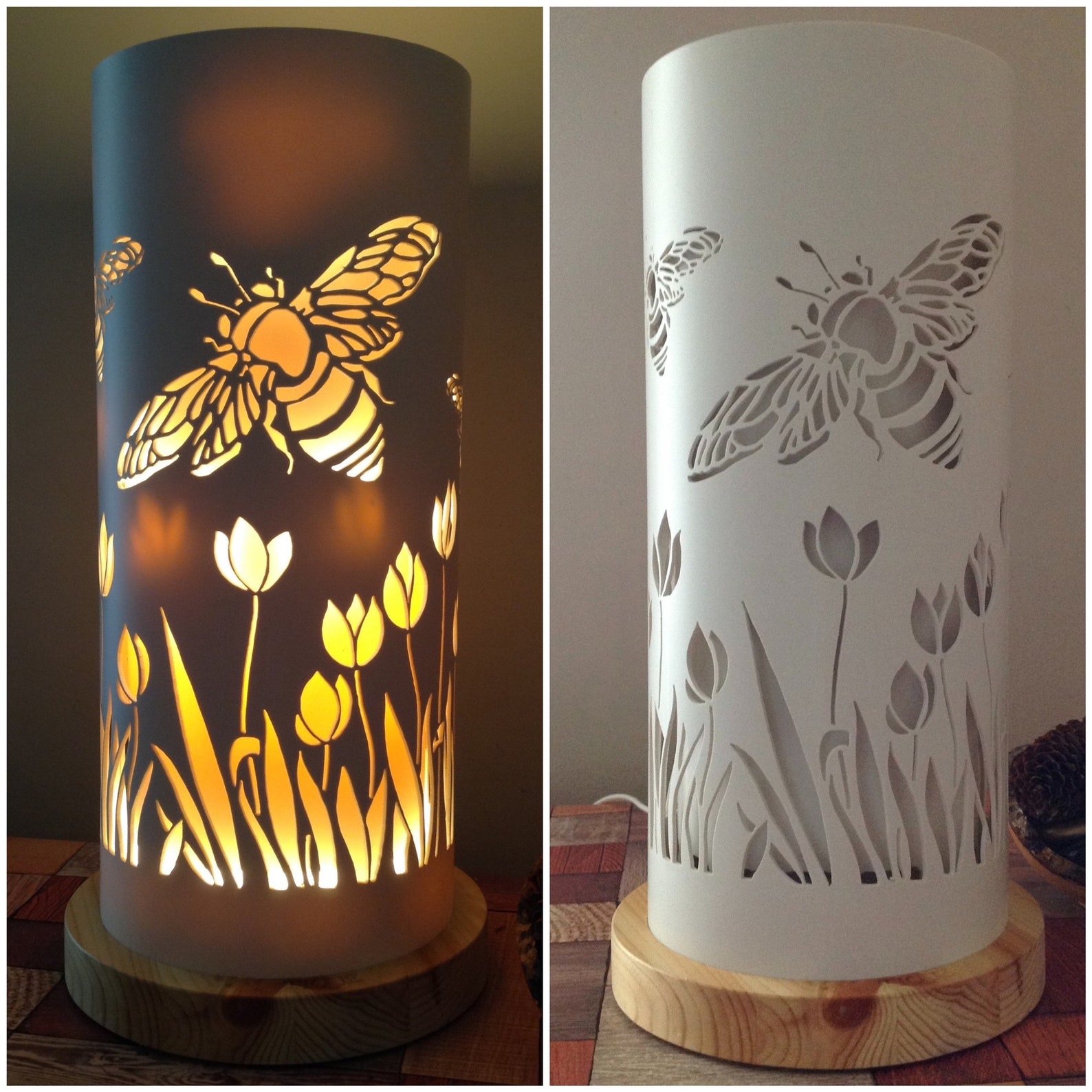 Bumble Bees Carved Table Lamp - Etsy
