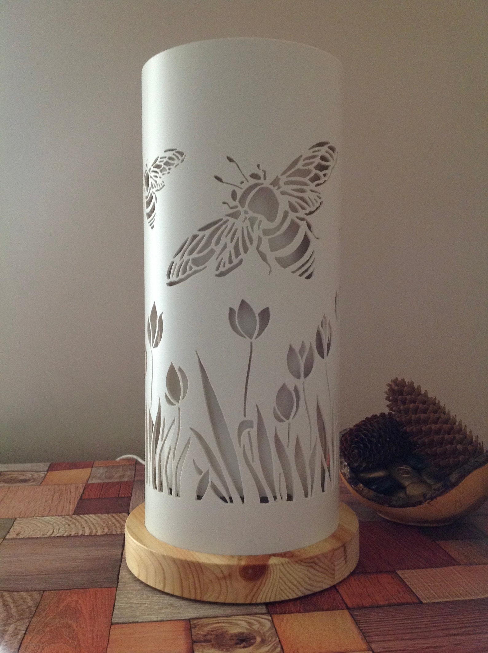 Bumble Bees Carved Table Lamp - Etsy