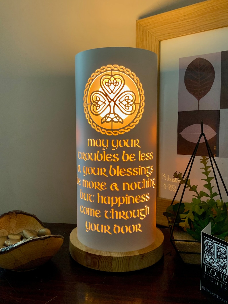 Irish Blessing Shamrock Table Lamp - Etsy UK
