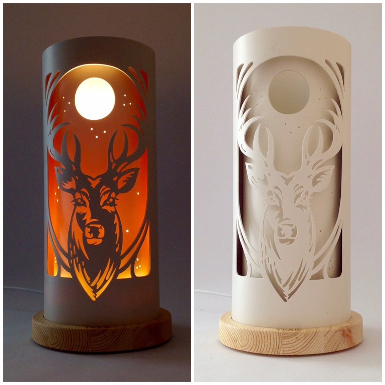 Stags Head Carved Lamp - Etsy