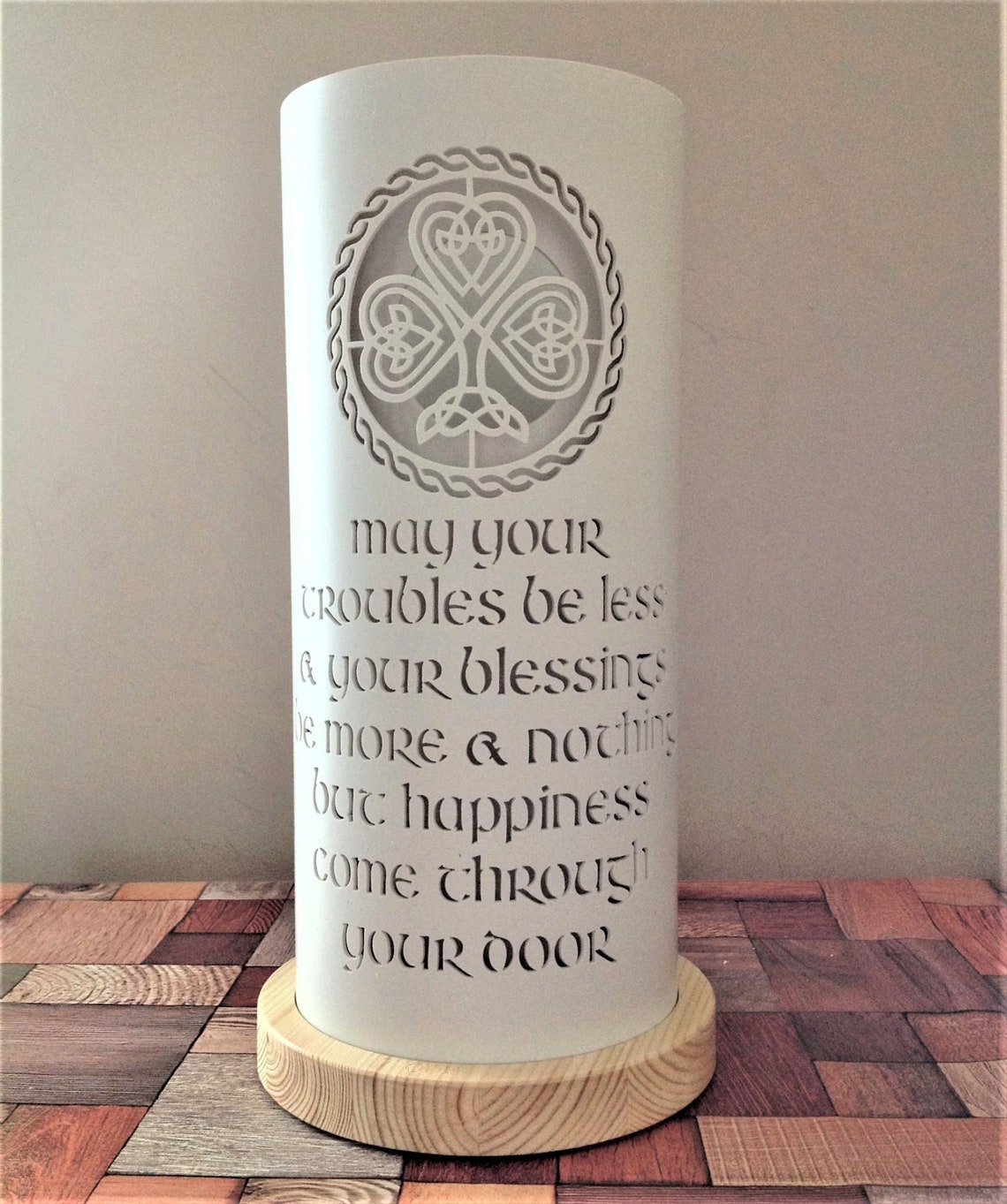 Irish Blessing Shamrock Table Lamp - Etsy UK