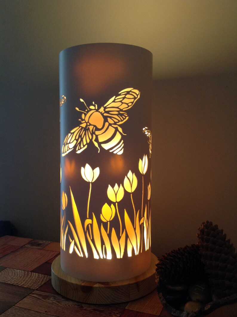 Bumble Bees Carved Table Lamp - Etsy