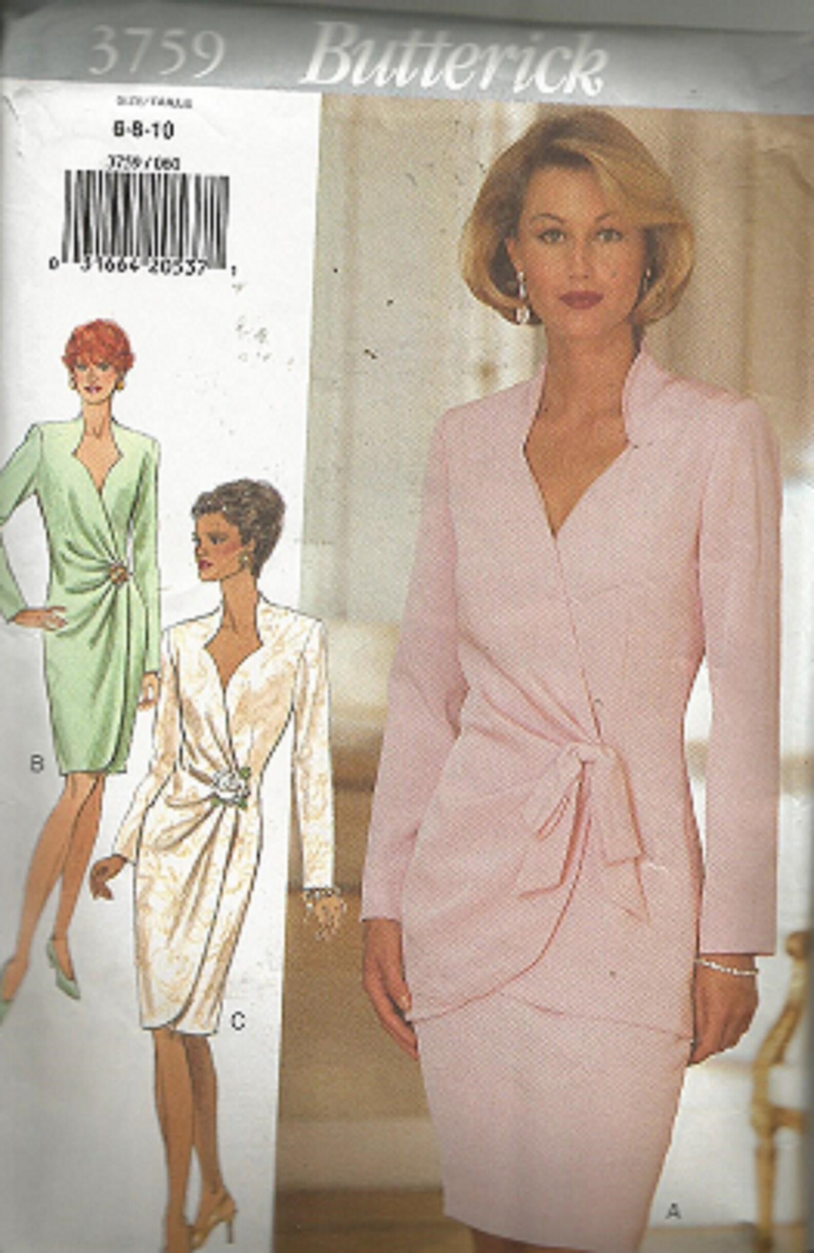 Misses Mock Wrap DRESS PATTERN TUNIC & Skirt Loose-fitting Butterick ...