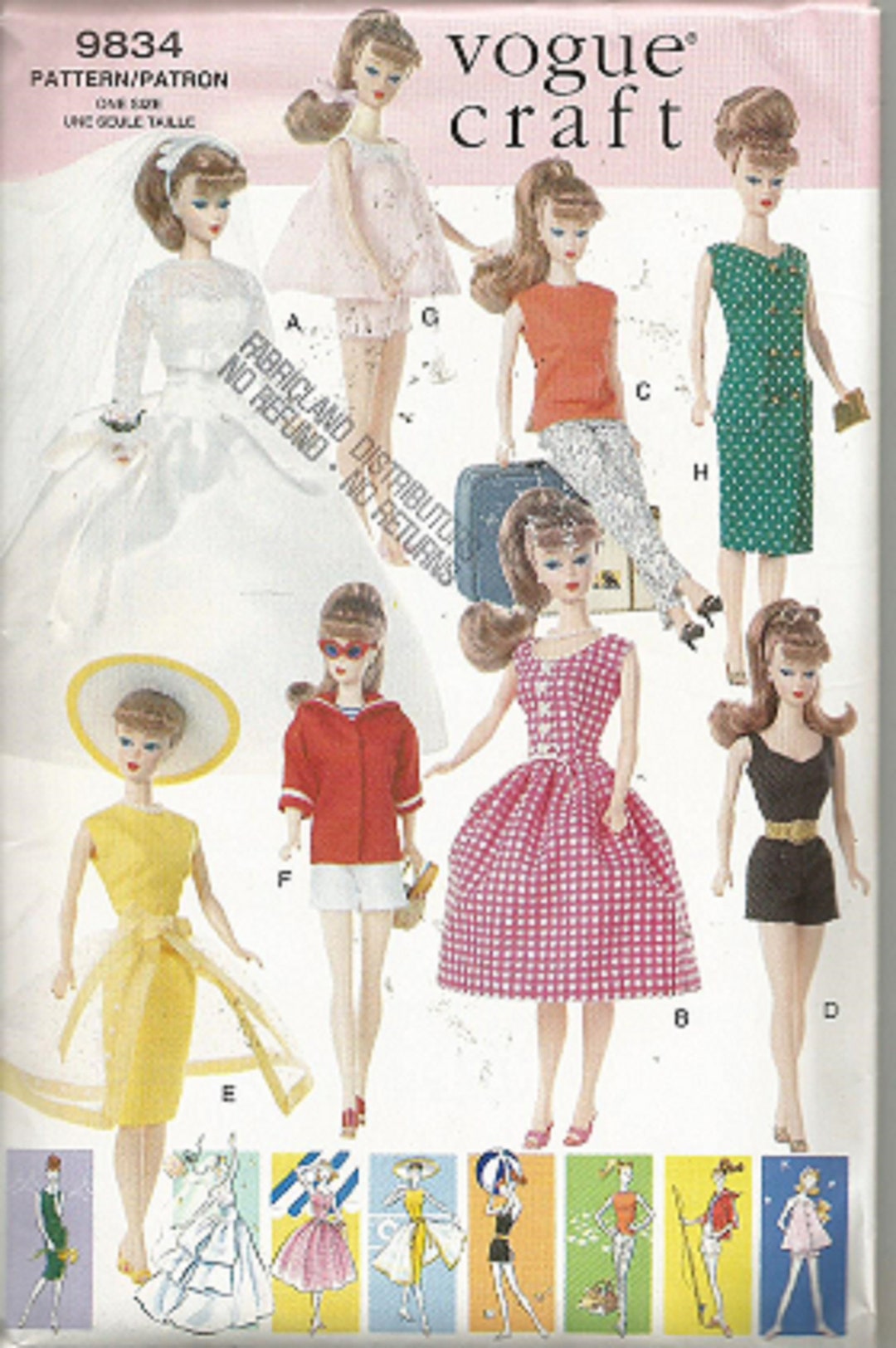 VOGUE Craft Fashion Doll CLOTHES Pattern 9834 BARBIE Size - Etsy