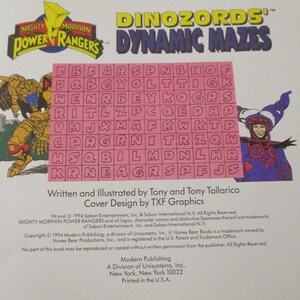 Mighty Morphin POWER RANGERS Book - DINOZORDS Dynamic Mazes - C. 1994 ...
