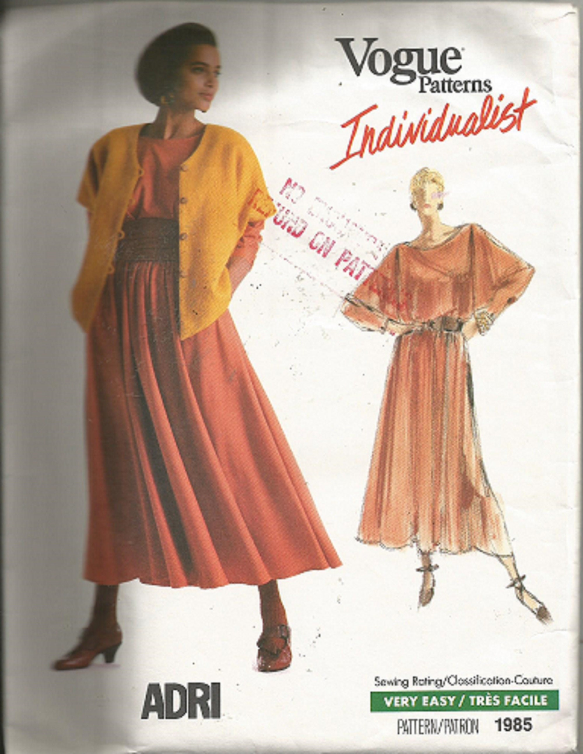 VOGUE PATTERNS Individualist ADRI Very Easy Pattern 1985 - Etsy