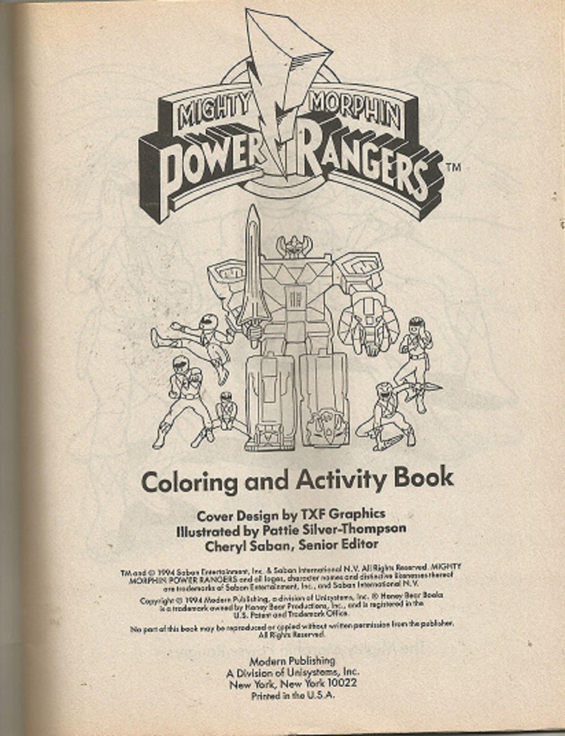 Vintage Mighty Morphin POWER RANGERS Coloring and Activity BOOK Mazes ...