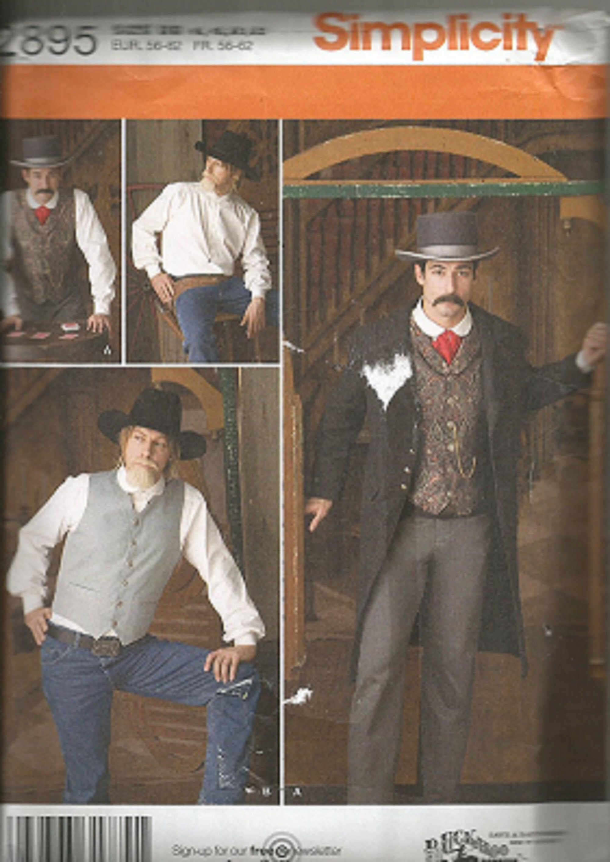 Men's FROCK COAT, Shirt and Vest Costume Sewing Pattern Simplicity ...