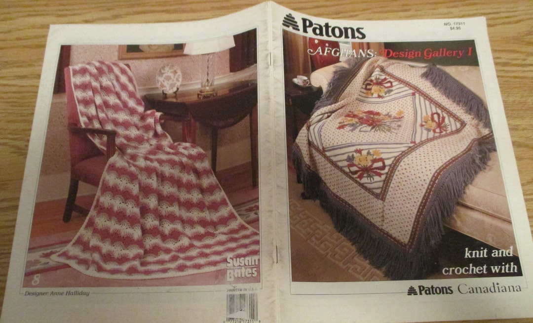Patons AFGHANS Design Gallery 1 PATTERN Book - KNIT and Crochet With ...