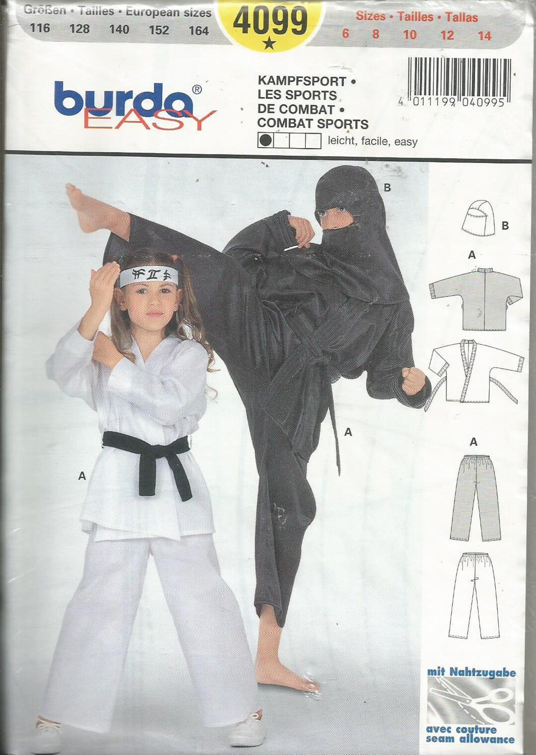 Boys or Girls COMBAT SPORTS Costumes - Easy Burda PATTERN 4099 - Sewing ...