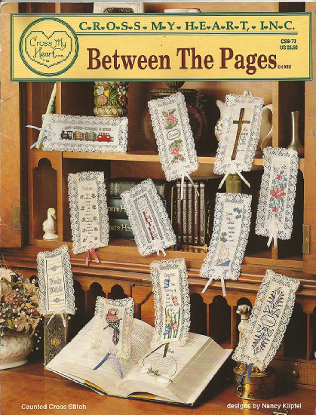 CROSS STITCH BOOKMARKS Pattern Cross My Heart Between the Pages Counted ...
