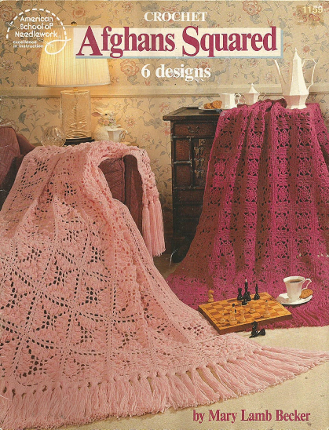 CROCHET AFGHANS SQUARED Pattern Book 1159 - 6 Designs by Mary Lamb ...