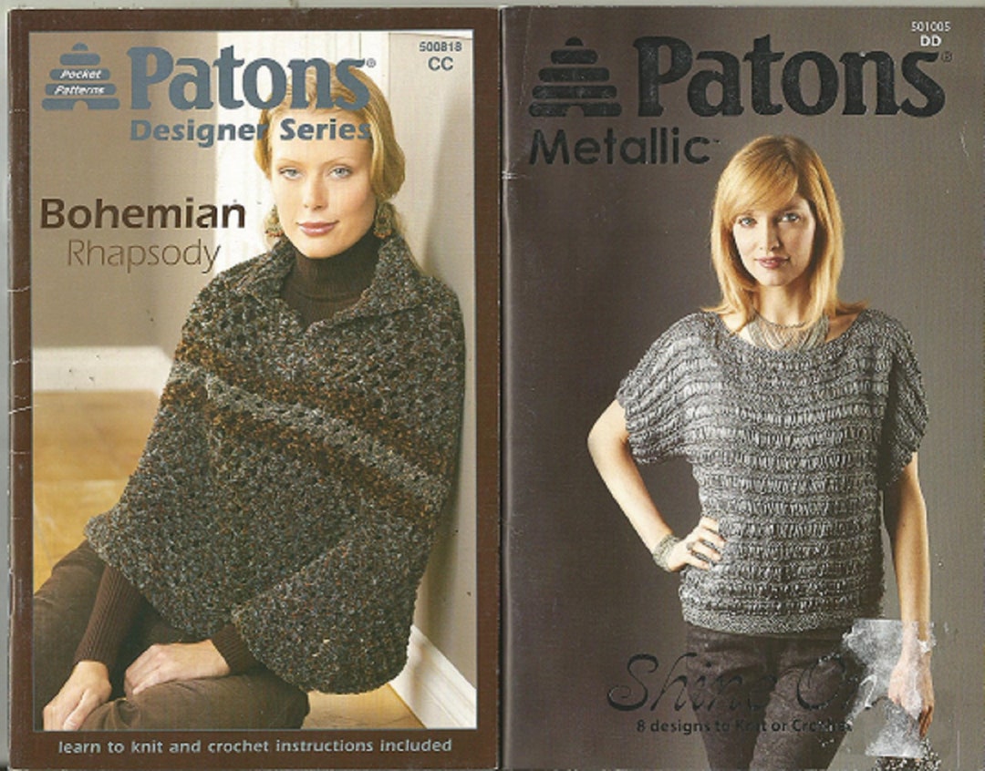 Patons KNIT or CROCHET Pocket PATTERN Booklets Metallic Shine on ...