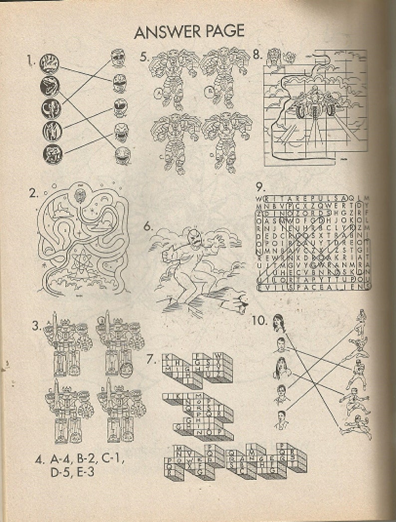 Vintage Mighty Morphin POWER RANGERS Coloring and Activity BOOK Mazes ...