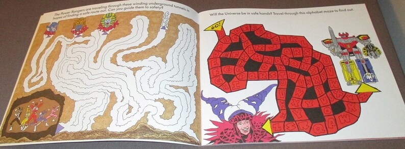 Mighty Morphin POWER RANGERS Book DINOZORDS Dynamic Mazes C. 1994 Evil ...