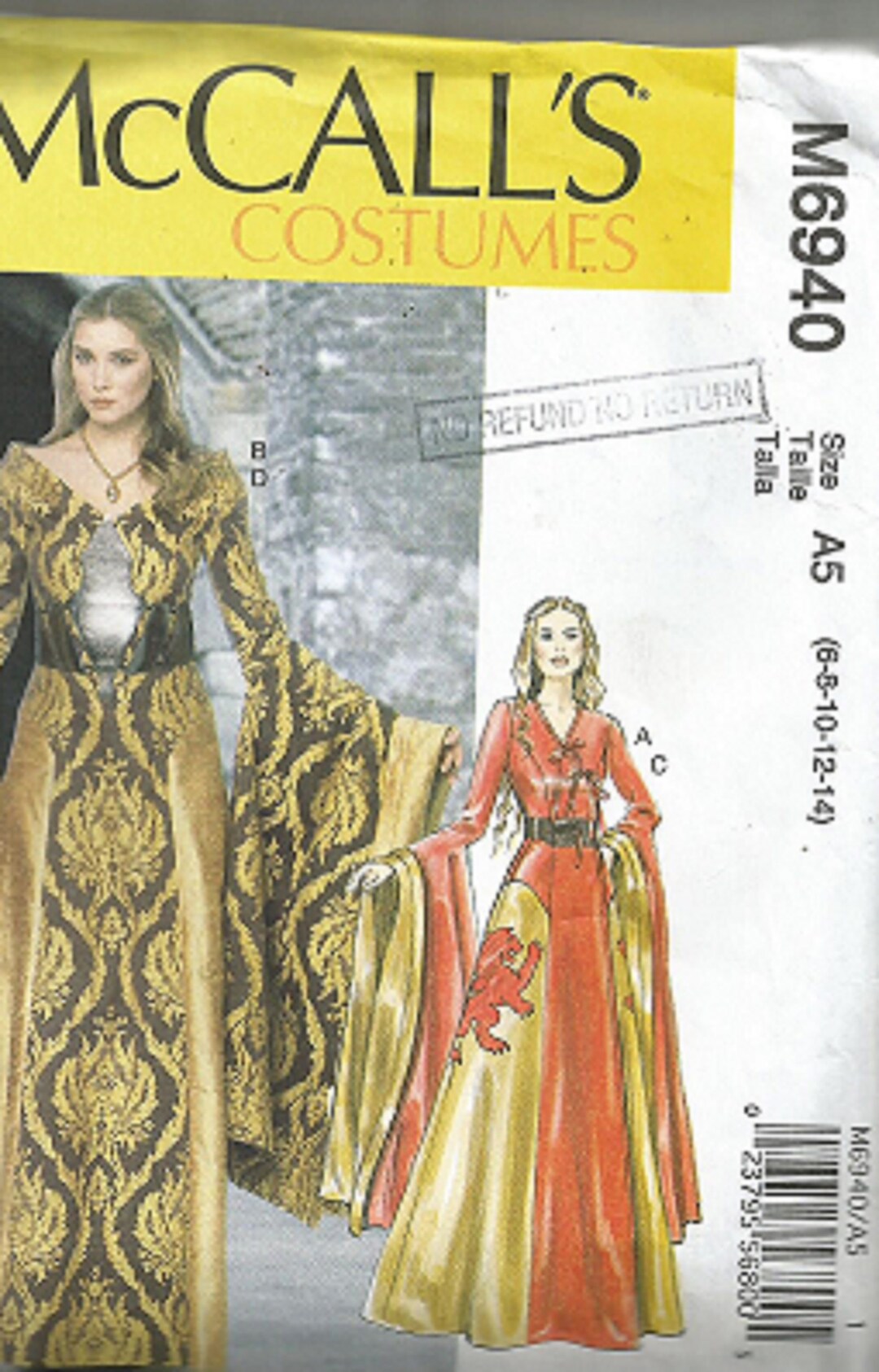 Misses COSTUME Sewing PATTERN Mccall's Costumes Pattern M6040 Misses ...