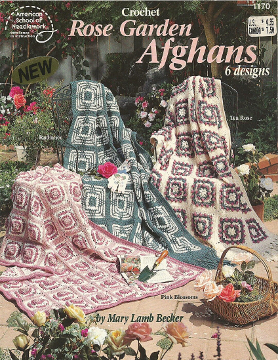 CROCHET Rose Garden AFGHANS Pattern Book 1170 - 6 Designs - by Mary ...