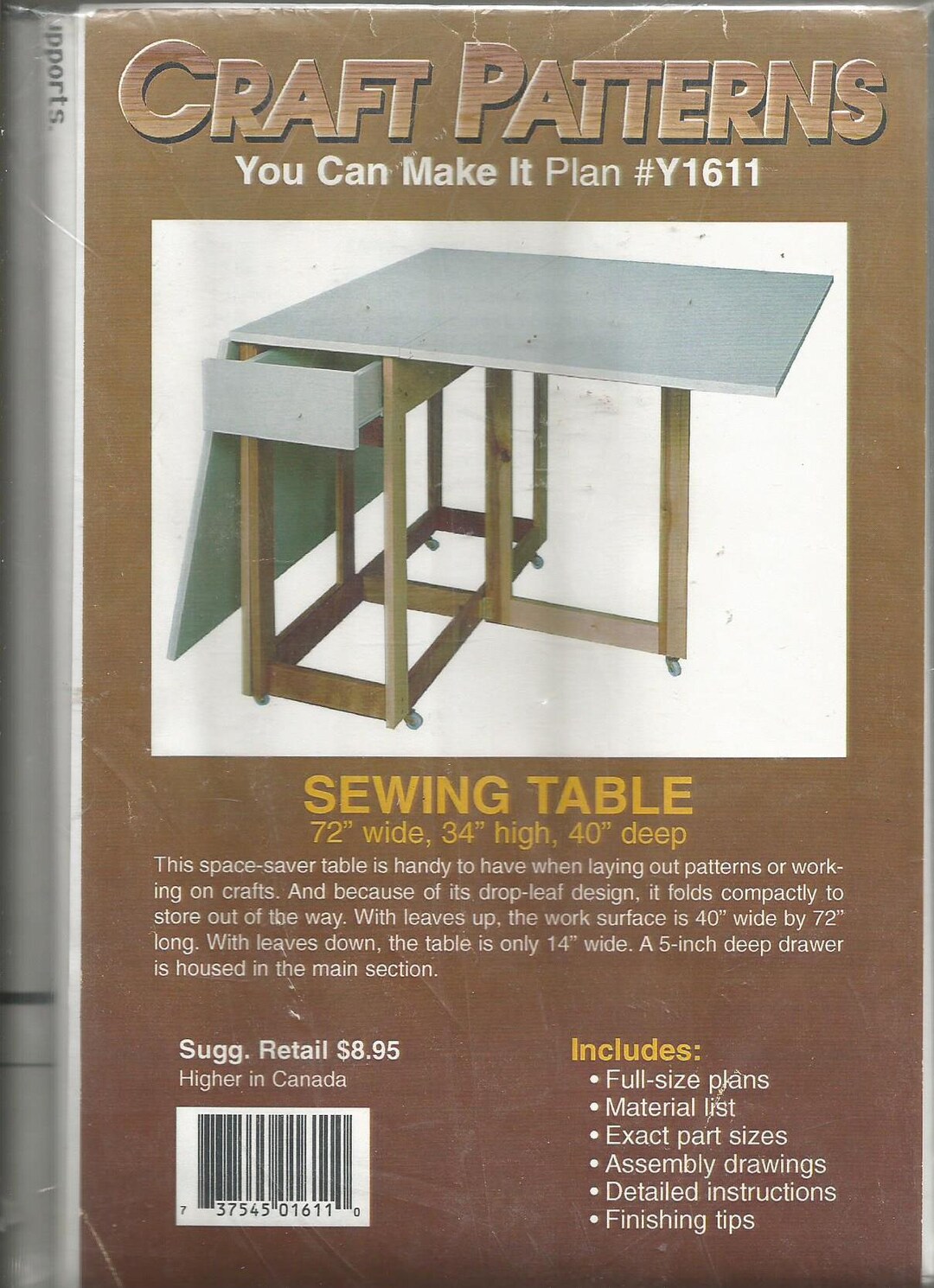 SEWING TABLE Craft PATTERN - You Can Make It Plan Y1611 - Table for ...