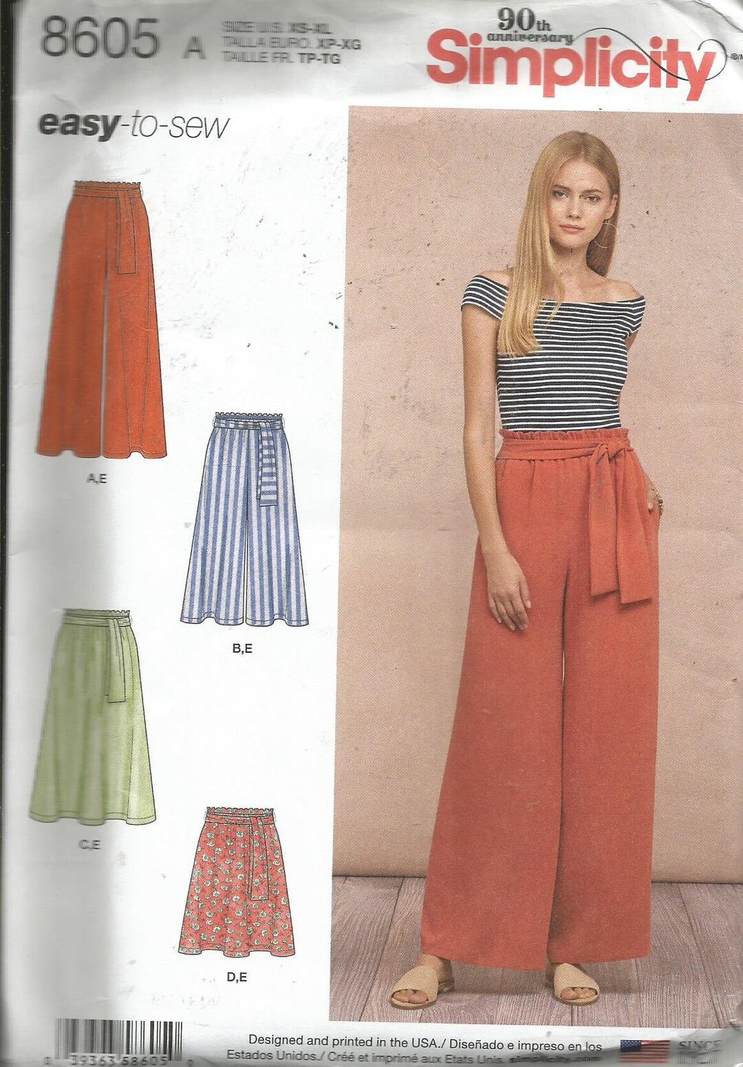 Simplicity Pattern 8605 - Easy to Sew Misses Pull on SKIRT and PANTS in ...