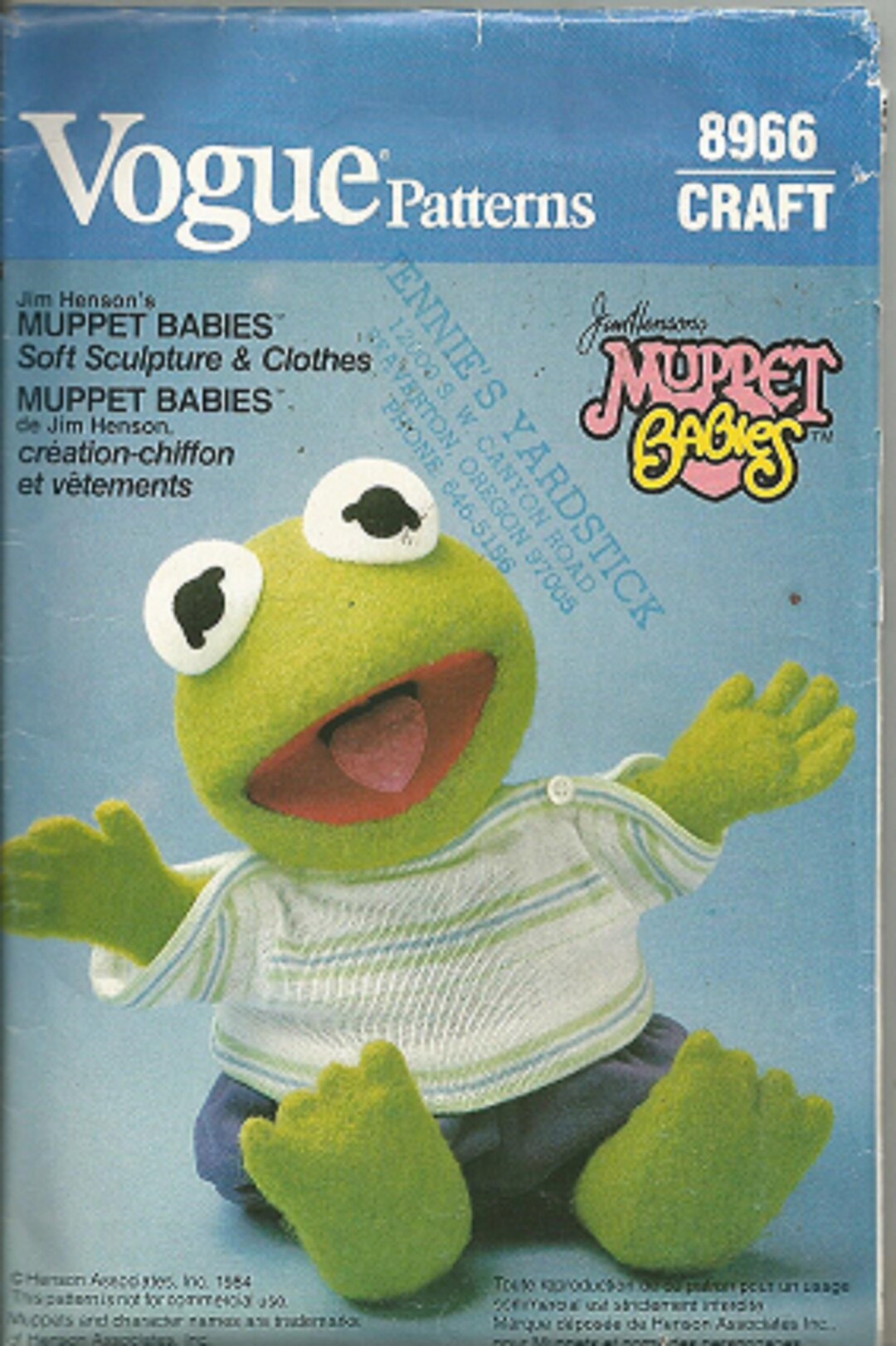VOGUE Patterns Jim Henson's MUPPET Babies Baby KERMIT - Etsy Australia