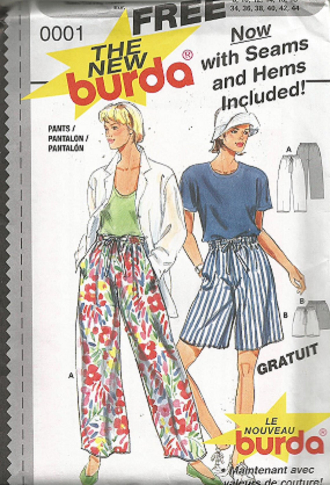 Burda Pattern 0001 - Misses PANTS and SHORTS Sewing Pattern - Loose ...