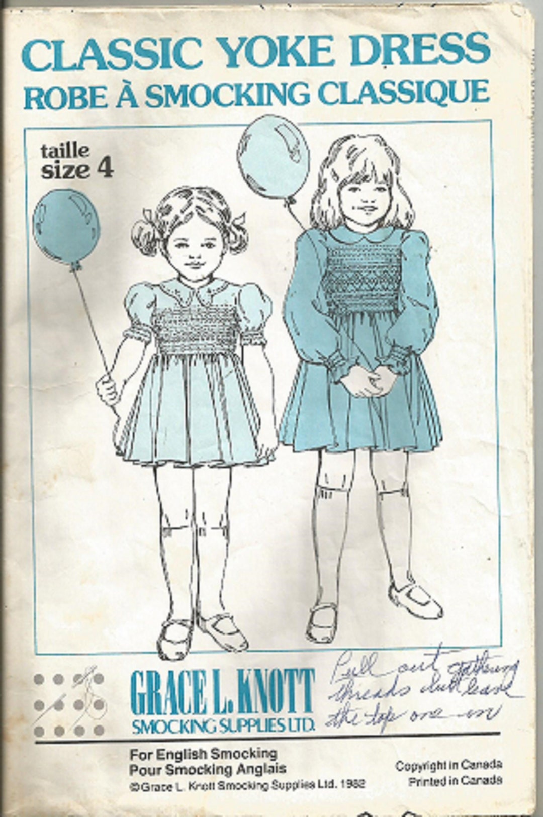 Grace L Knott SMOCKING PATTERN Classic Yoke DRESS - for English ...