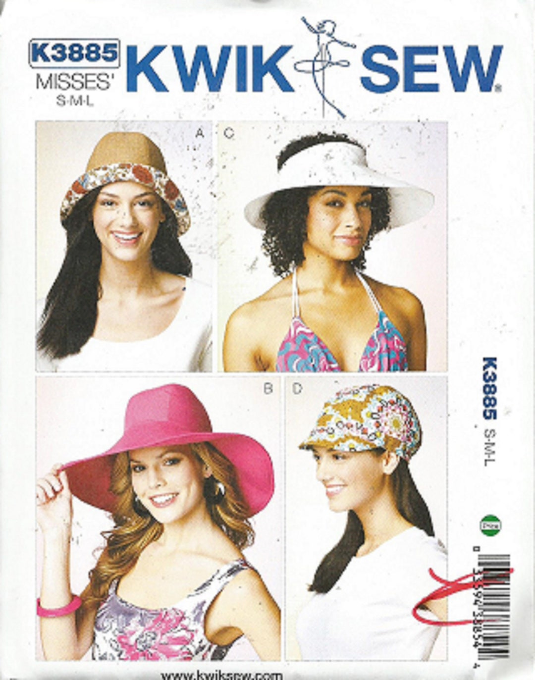 MISSES HATS PATTERN - Women's/ladies Kwik Sew Pattern K3885 - Four ...