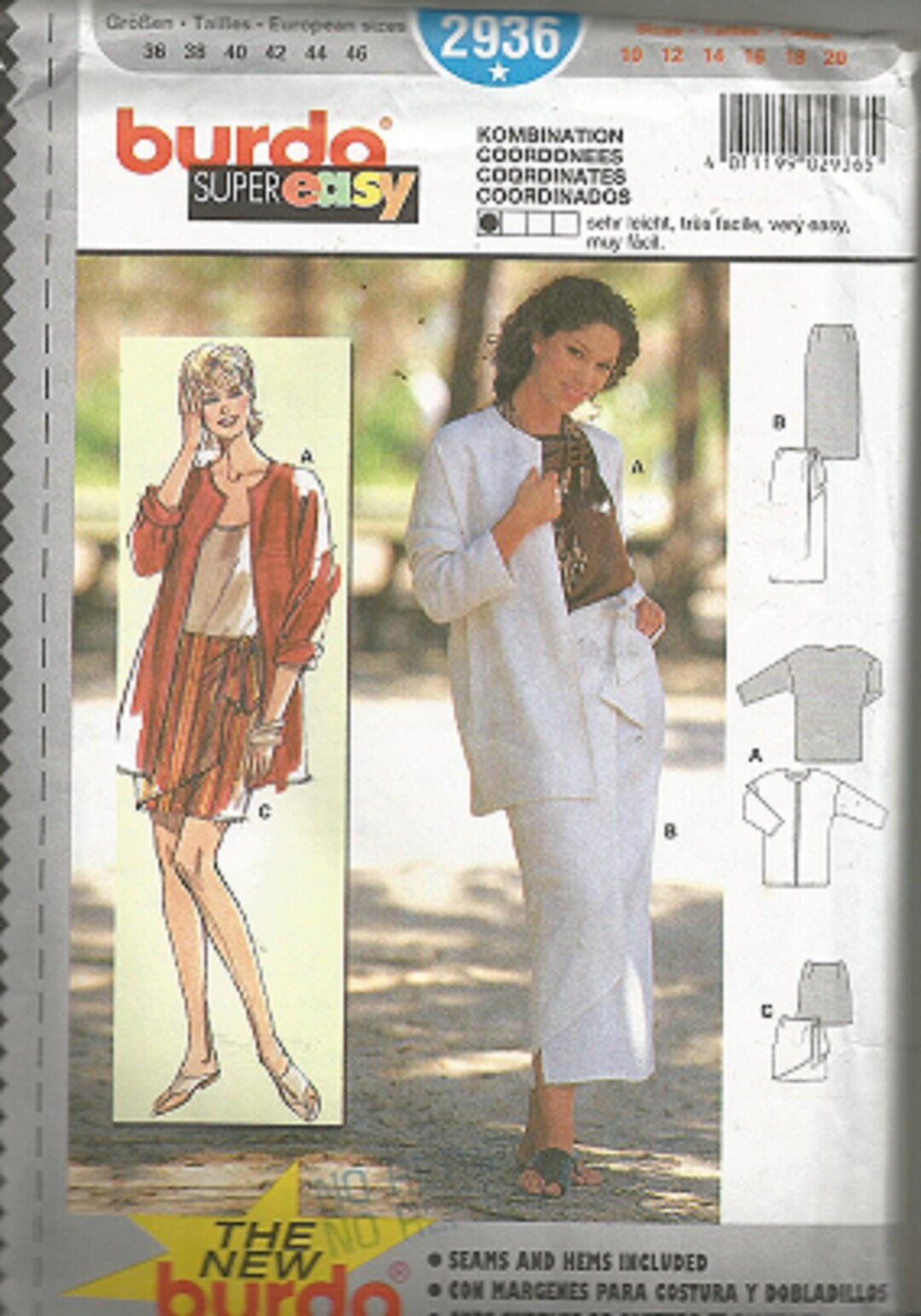 BURDA SUPER EASY Pattern 2936 - Coordinates - Close Fitting Wrap Around ...