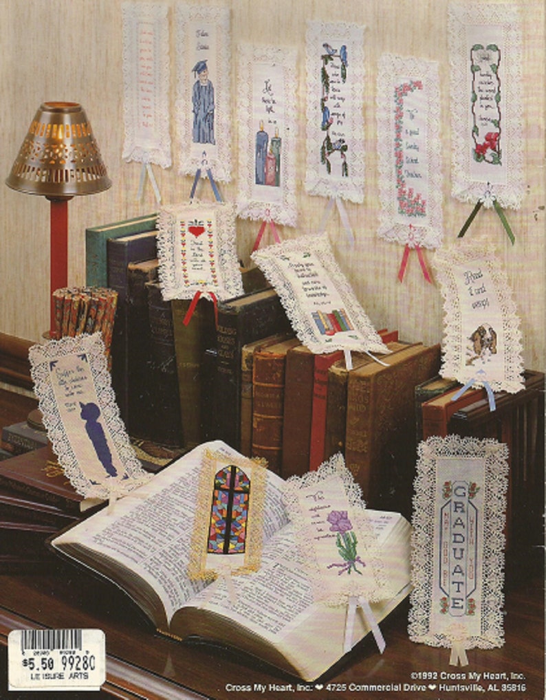 CROSS STITCH BOOKMARKS Pattern Cross My Heart Between the Pages Counted ...