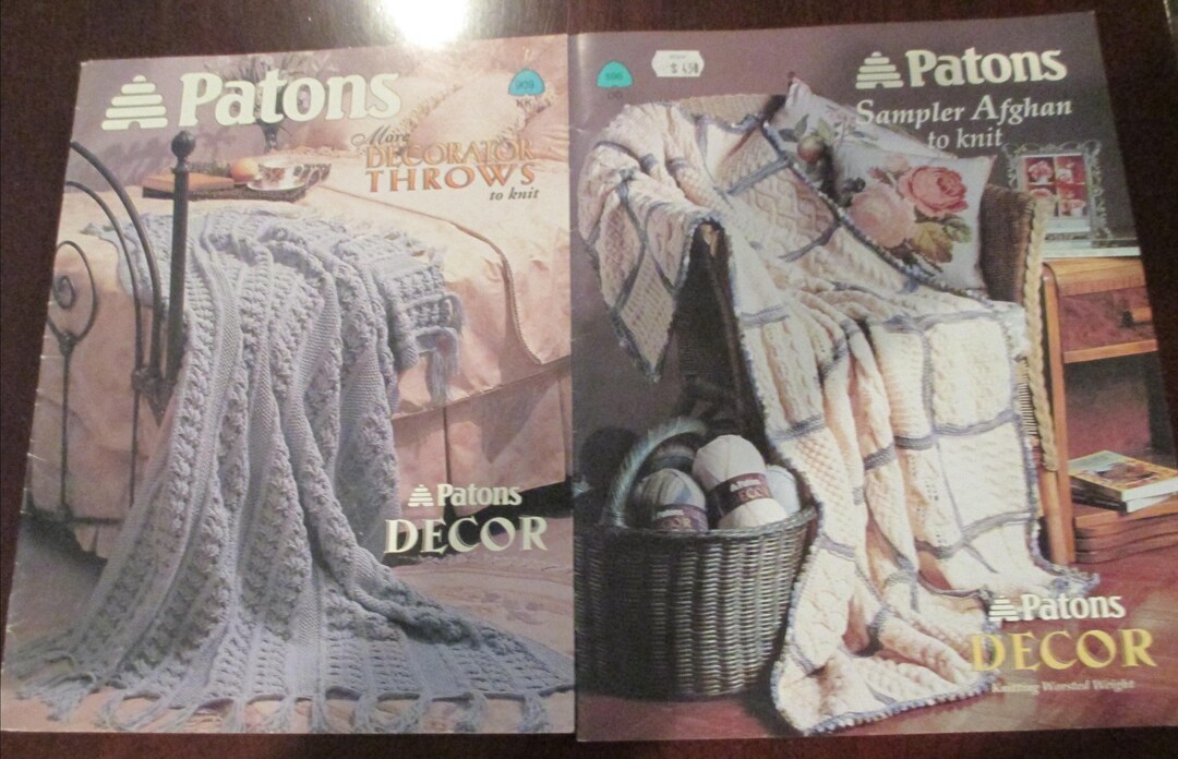 Patons KNITTING Throws/afghans - Decorator Throws Pattern Book 909 ...