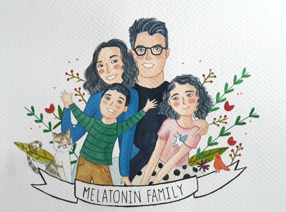 Watercolor Hand Painted Custom Family Portrait, Personalized ...
