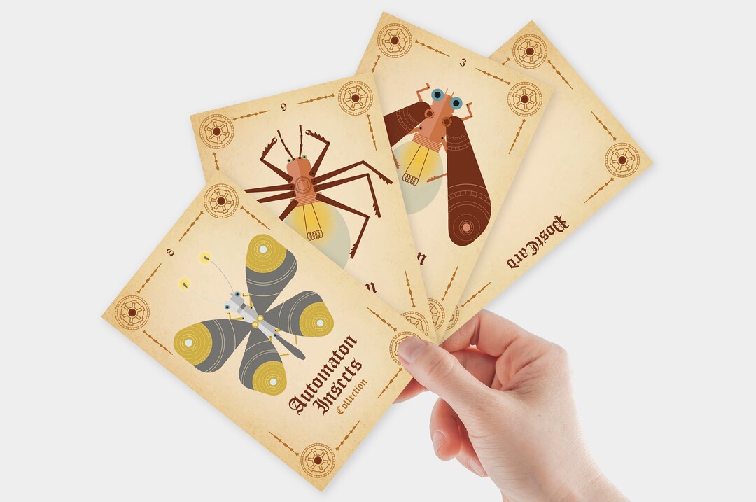 Steampunk Postcard Set With Illustrations of Automaton Insects ...