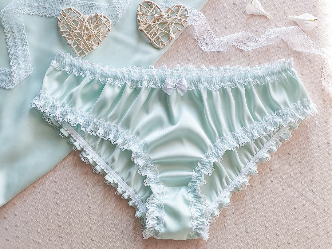 Mint Silk Knickers: Women's Sleepwear With White Lace - Etsy