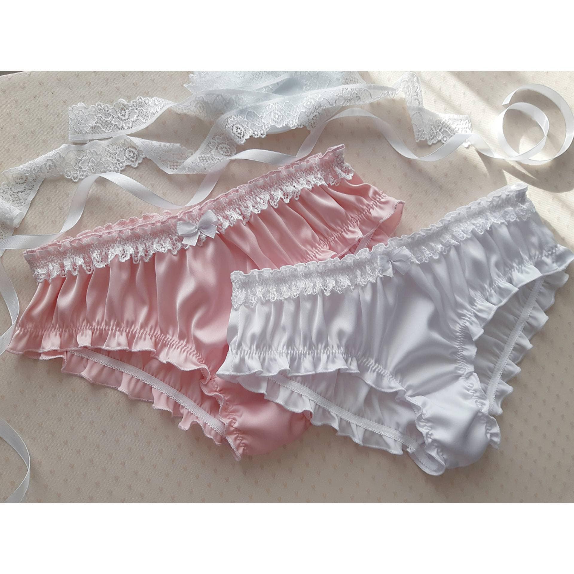 White Silk Ruffled Panties Handmade Silk Knickers Women | Etsy
