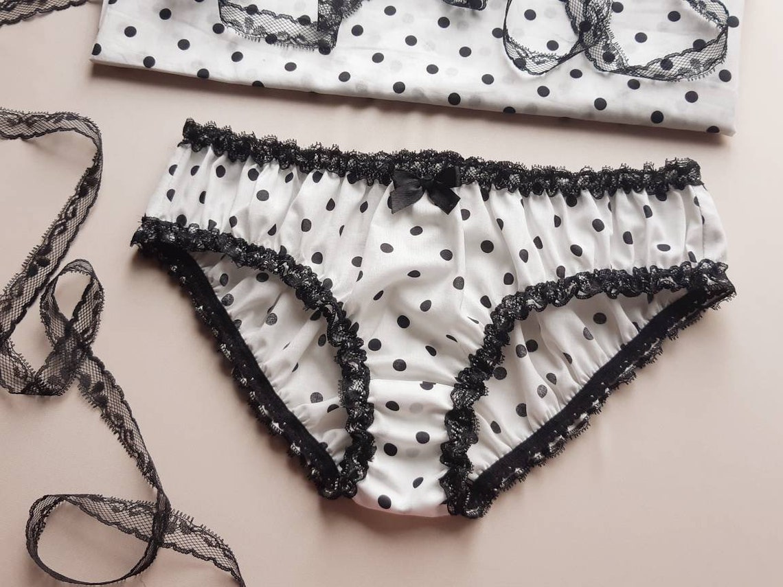 White Cotton Panties Black Polka Dots Cotton Lingerie Women Etsy