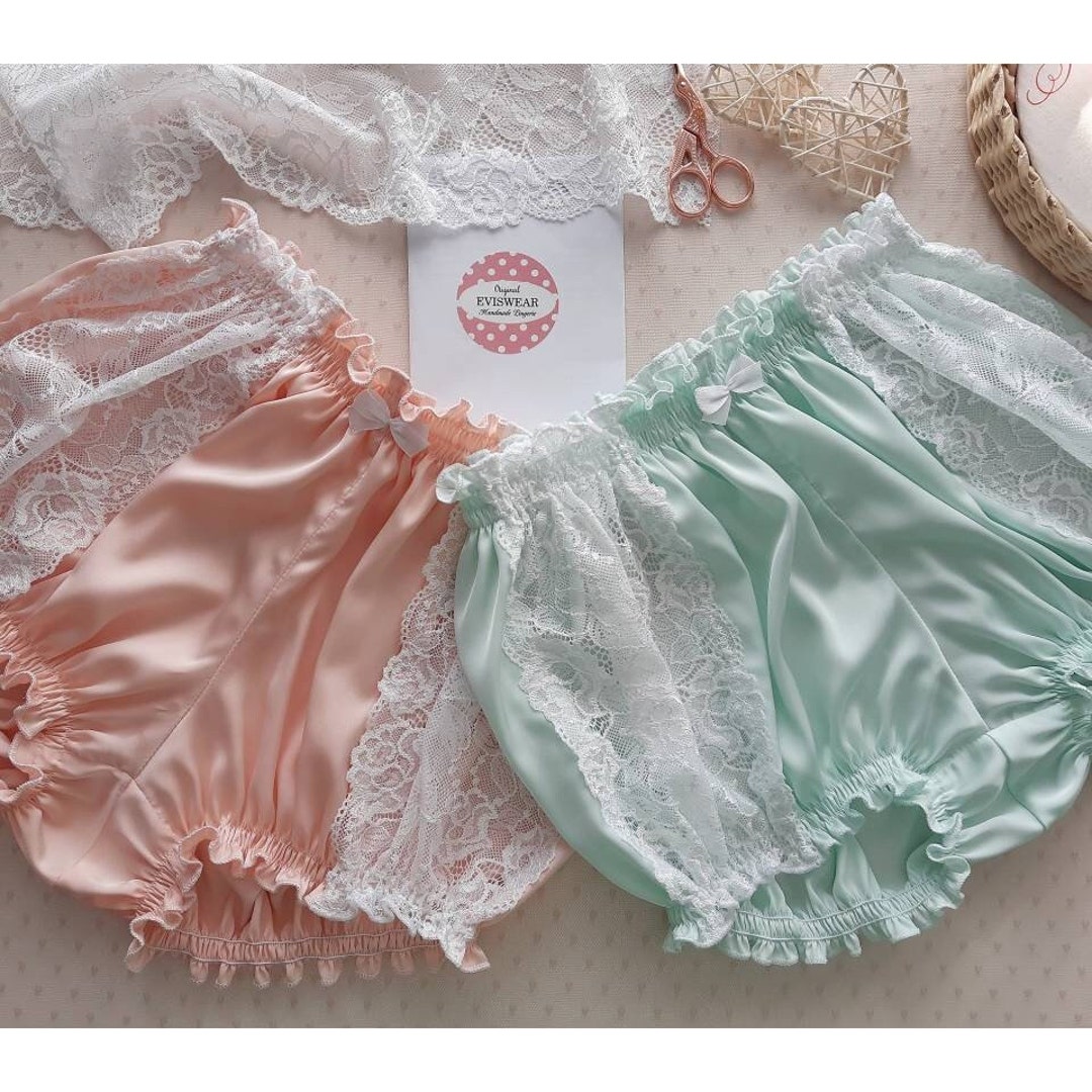 Handmade Silk Bloomers With White Lace: Women's Sleepwear - Etsy UK