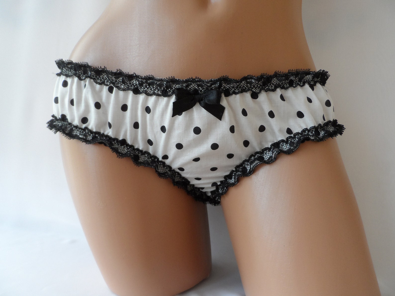 White Cotton Panties Black Polka Dots Cotton Lingerie Women Etsy
