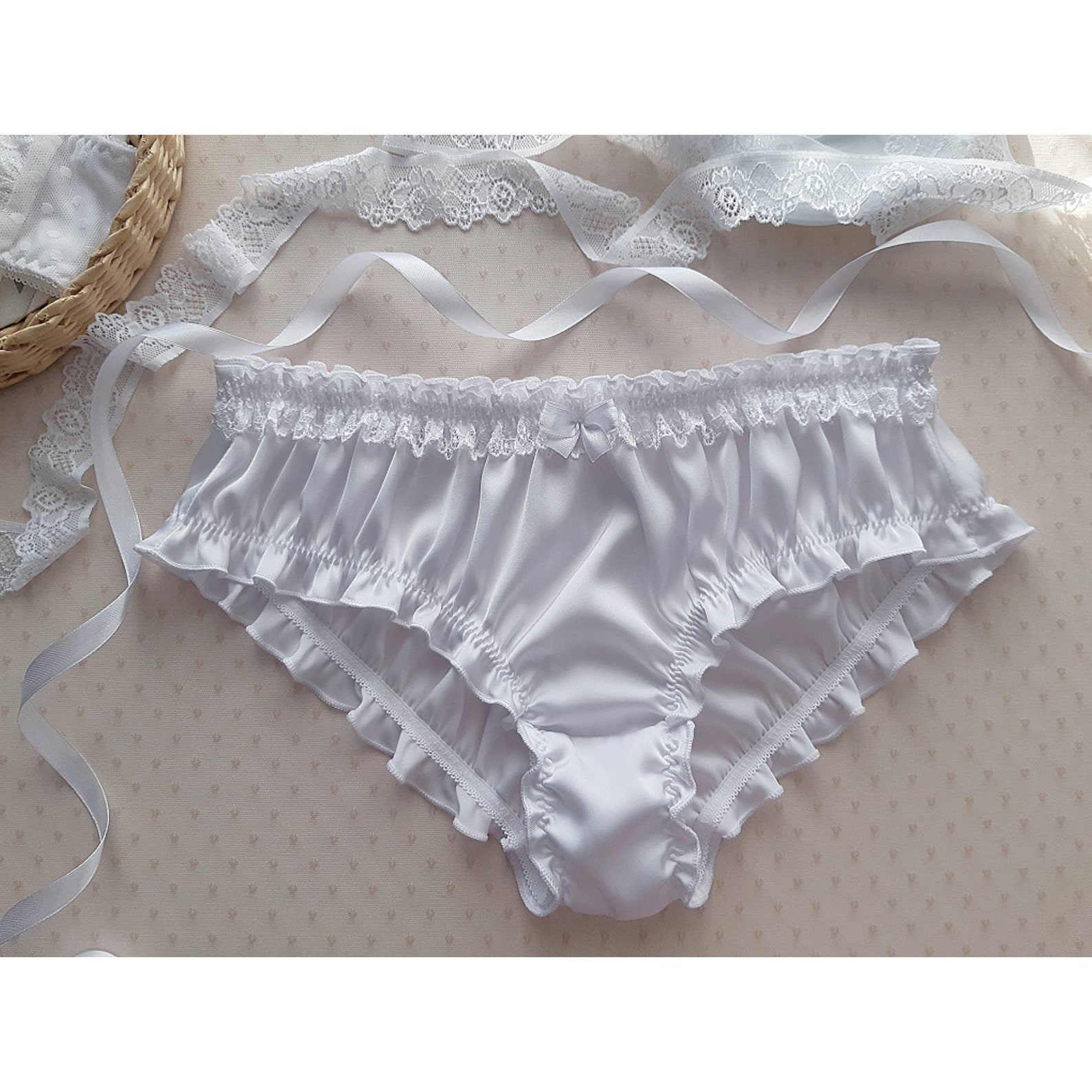 White Silk Ruffled Panties Handmade Silk Knickers Women | Etsy