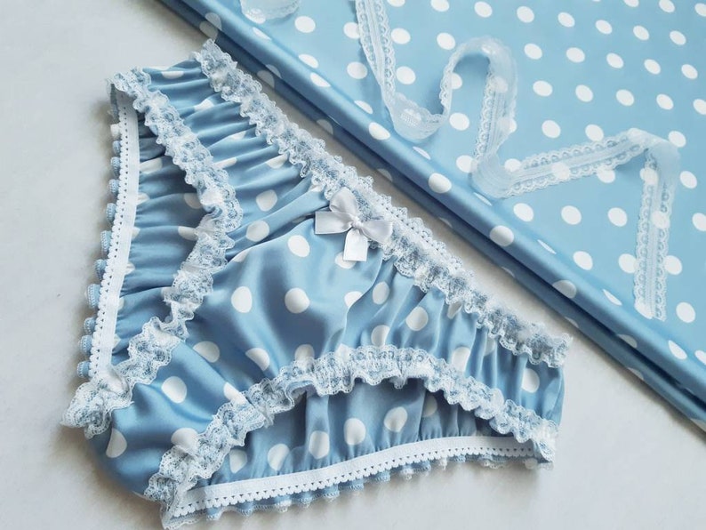 Blue Silk Panties White Polka Dots Silk Lingerie Women Etsy