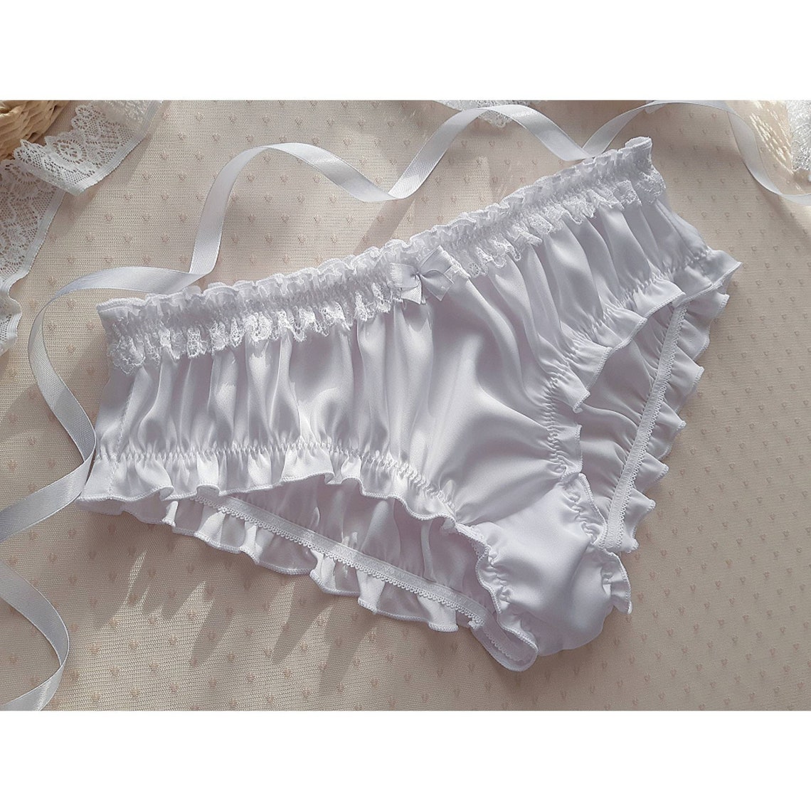 White Silk Ruffled Panties Handmade Silk Knickers Women | Etsy