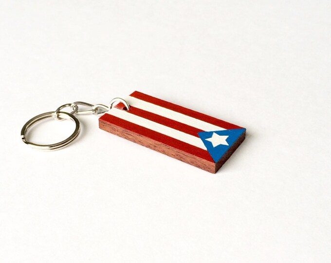 Puerto Rico Flag Wooden Keychain Hand Painted Puerto Rican Keychain - Etsy