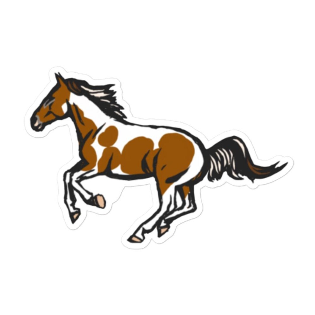 Galloping Horse Sticker - Bay Pinto - Etsy