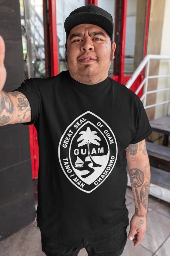 Black and White Guam Seal Men's T-shirt Registered Guam - Etsy