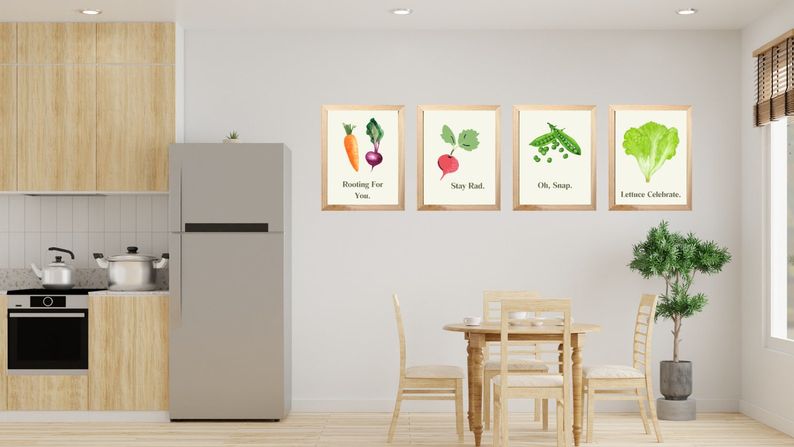 Four Digital Vegetable Pun Kitchen Posters - Etsy