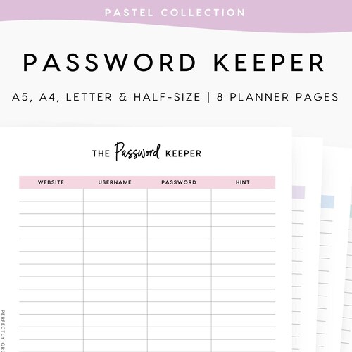 Password Tracker Insert Printable Password Tracker Template | Etsy Canada