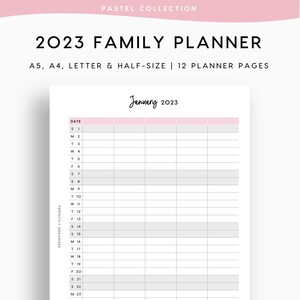PRINTABLE 2023 Family Planner 2023 Family Calendar 2023 - Etsy