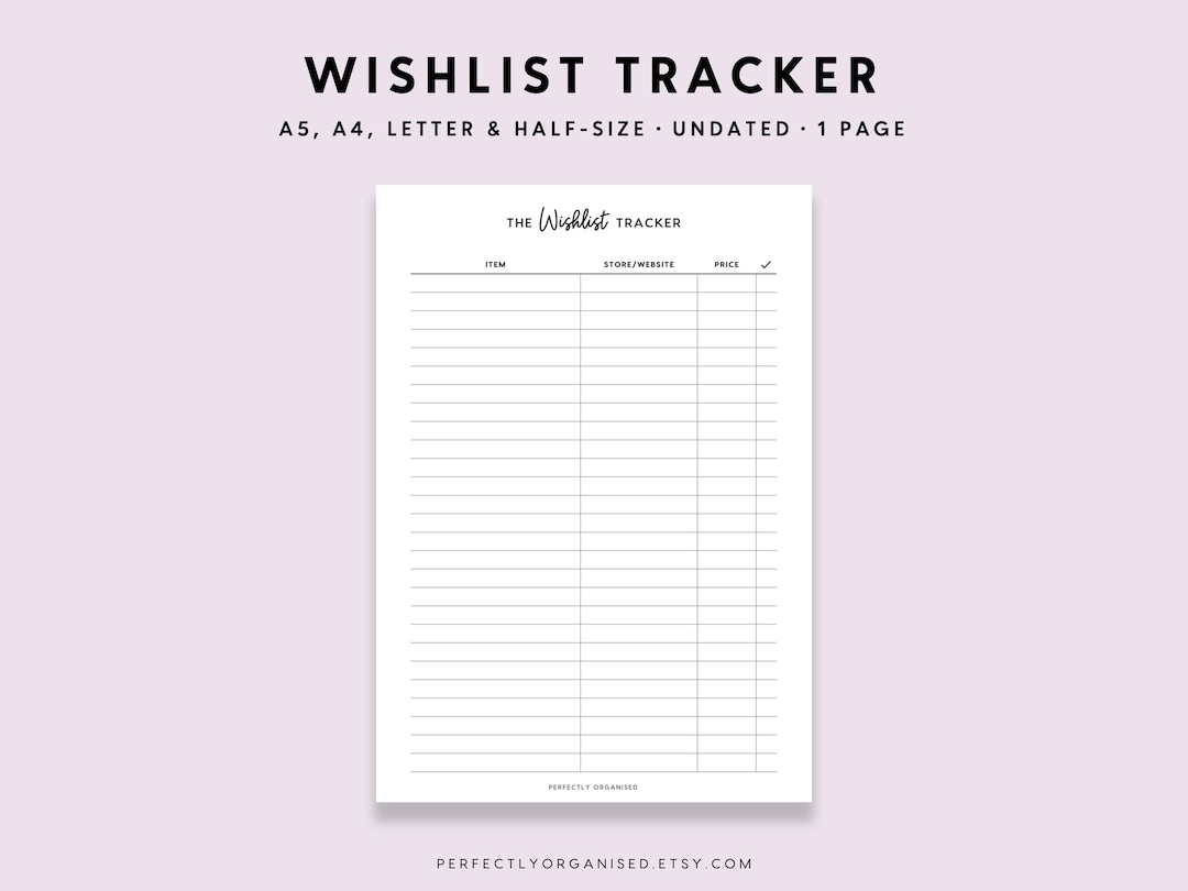 Wishlist Tracker Printable: Budgeting Pages (A5 A4 Letter PDF) - Etsy