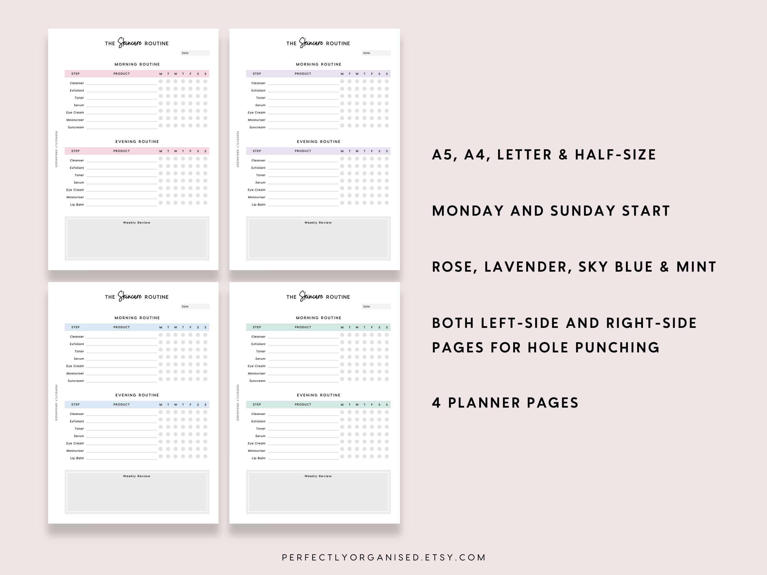 Skincare Routine | Skincare Tracker, Self Care Planner, Morning Routine ...