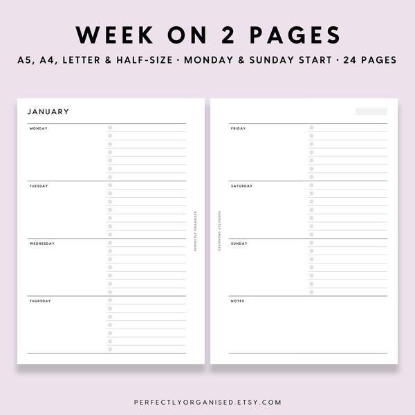 Week 1 Week 2 Calendar - Etsy UK