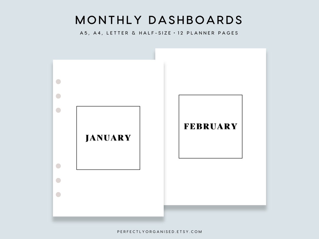 PRINTABLE Monthly Dashboards Monthly Pages Monthly Cover - Etsy